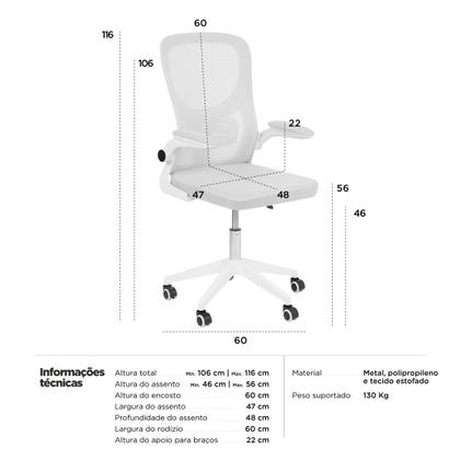 Cadeira escritório rodizio office Bytes - Rosa claro - Laraz - Cadeira ...