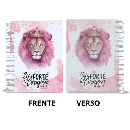 Caderno P Capa MDF Leão Rosa Seja forte e corajosa 100F - LARANJA E ...