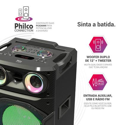 Caixa de Som Torre Philco PCX26000 2600W - Caixas de Som - Magazine Luiza