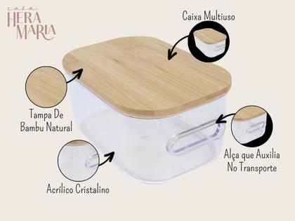 Caixa Organizadora Retangular Multiuso Decorativa Transparente Tampa de ...