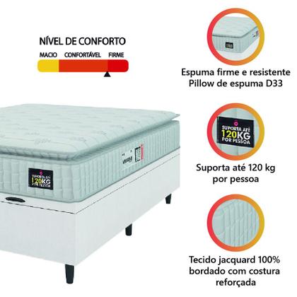 Cama Box Baú Casal Colchão Espuma D33 Pillow Top Van Gogh 138x188x65cm ...