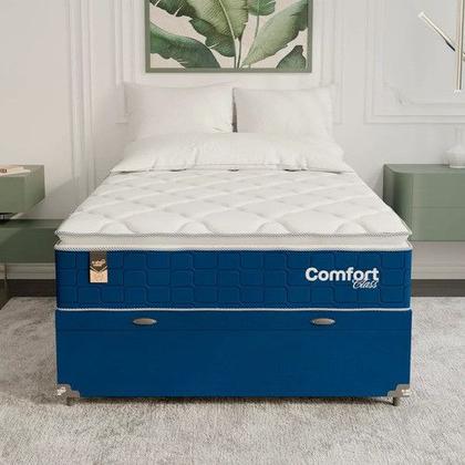 Cama Box Baú Viúva Colchão Comfort Class Pillow Top Azul suede Azul ...