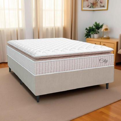 Cama Box Colchão Casal Molas Ensacadas City Pillow Top 138x188x61cm ...