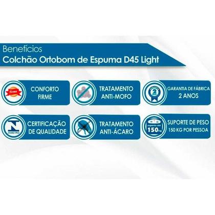 Cama Box Solteiro: Colchão Espuma Ortobom D45 Light Saúde Ortopilow ...