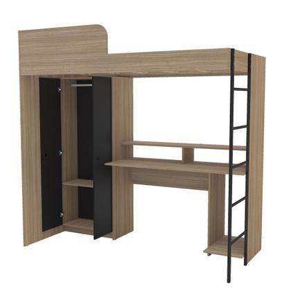 Cama Solteiro Multiuso Roupeiro 1 Prateleira Mesa Gamer 3 Nichos ...