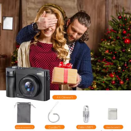 Camera Digital Melcam Vintage Retrô Filmadora 4k Sd 32gb Preto ...