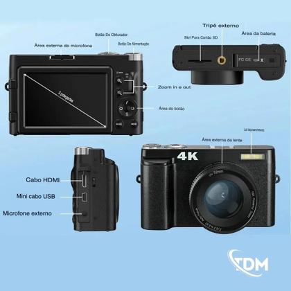 Camera Fotografica 4k Webcam Melcam 48mp Filmadora Sd 32gb - Câmera ...