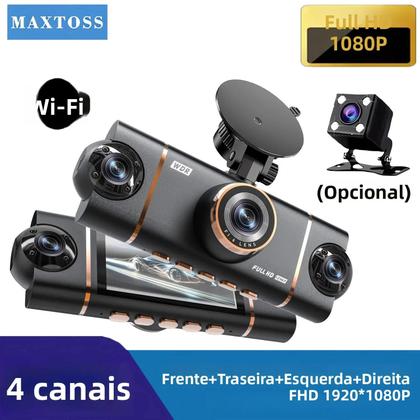 Câmera Veicular WiFi 360 Graus Com 4 Lentes 1080P, Gravador De Vídeo ...