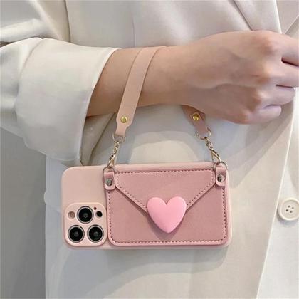 Capa De Colar Transversal Em Forma De Coração Para iPhone 15 13 14 12 ...