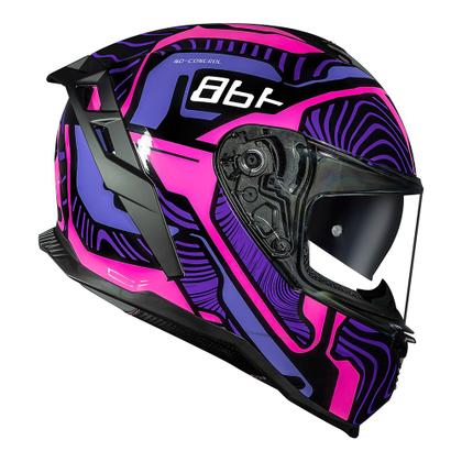 Capacete Norisk Strada II Fusion Preto Roxo e Rosa Mais Viseira Fumê ...