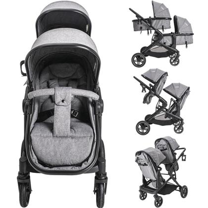 Carrinho para Gemeos 2 Bebe Conforto 2 Base Kiddo Pair Cinza - Carrinho ...