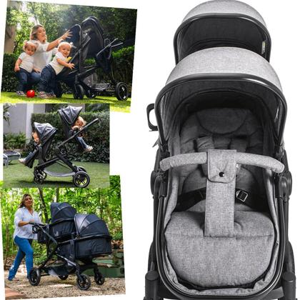 Carrinho para Gemeos 2 Bebe Conforto 2 Base Kiddo Pair Cinza - Carrinho ...