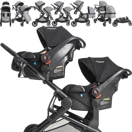 Carrinho para Gemeos 2 Bebe Conforto 2 Base Kiddo Pair Cinza - Carrinho ...