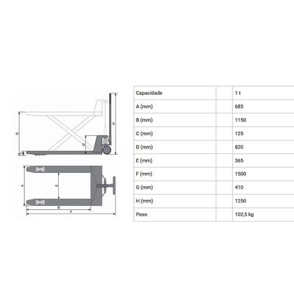 Carro Hidráulico Paleteira Manual 1Ton Pantográfica TP1000 BOVENAU - Paleteira - Magazine Luiza