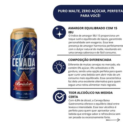 Cerveja Puro Malte Alma Cevada 473ml Leve, Refrescante, Sem Açúcar, Sem ...