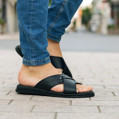 Chinelo Ortopédico Anatômico Anti Stress Masculino Couro - FRANBOOTS ...
