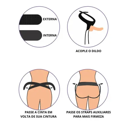 Cinta com Dildo 18cm x 3,5cm Lovetoy Tecido Macio e Ajustável até 140cm - Strapon / Cinta ...