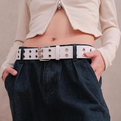 Cinto Estilo Punk Hip Hop Rock Para Mulheres, Cinto Duplo Com Furos Y2K ...