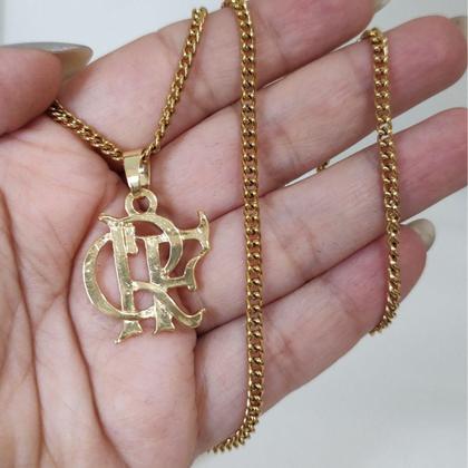 Colar Corrente Aço Dourado Flamengo + Pingente CRF 18k - Pjk store ...