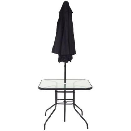 Conjunto com Mesa Cadeiras e Guarda Sol Preto para Jardim Chicago MOR ...