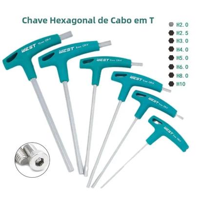 Conjunto De Chaves Allen Hexagonais Com Cabo Em T 2mm-10mm Ferramentas ...