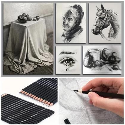 Conjunto Profissional De Desenho Artístico Com Lápis De Grafite E ...