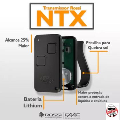 Controle Remoto para Portao Rossi NTX 433 MHz HCS Black Original ...