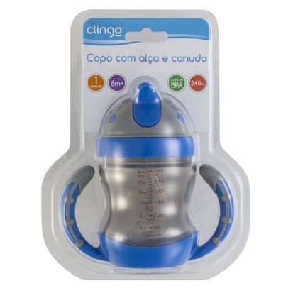 Copo para Bebê com Alças e Canudo em Silicone 240 ml +6 meses Clingo ...