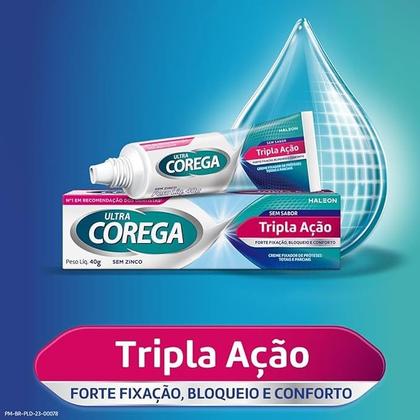 Corega tripla acao creme s/sabor 40g - Fixador de Dentadura - Magazine ...