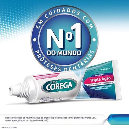 Corega tripla acao creme s/sabor 40g - Fixador de Dentadura - Magazine ...
