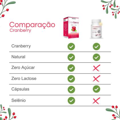 Cranberry Suplemento Fruta Natural Concentrado 500mg Extrato Seco Zinco ...