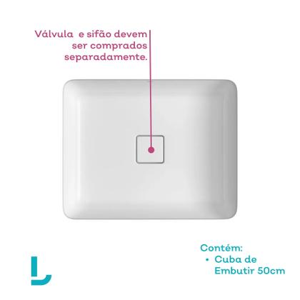 Cuba de Embutir para Banheiro Retangular 50cm Slim Branca - Deca - Cuba ...