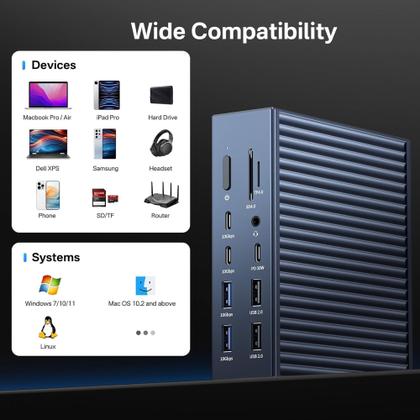Dock Station 21 em 1 Thunderbolt 4 40Gbps HDMI 8K para Mac M1/M2/M3 Pro ...