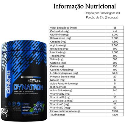 Dynatron Extreme Pré Treino Premium 630g - 25 Ativos, Alta Performance ...