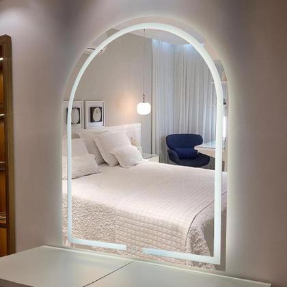 Espelho Oval Penteadeira 3 tons de Led, Jateado Botão Touch e Fonte ...