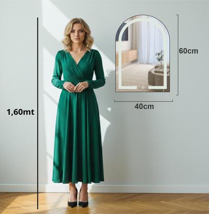 Espelho Oval Penteadeira 3 tons de Led, Jateado Botão Touch e Fonte ...