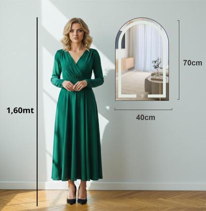 Espelho Oval Penteadeira 3 tons de Led, Jateado Botão Touch e Fonte ...