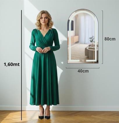 Espelho Oval Penteadeira 3 tons de Led, Jateado Botão Touch e Fonte ...