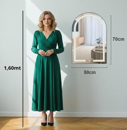 Espelho Oval Penteadeira 3 tons de Led, Jateado Botão Touch e Fonte ...