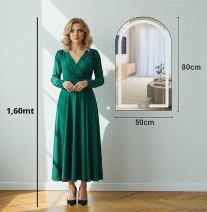 Espelho Oval Penteadeira 3 tons de Led, Jateado Botão Touch e Fonte ...