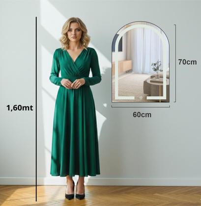 Espelho Oval Penteadeira 3 tons de Led, Jateado Botão Touch e Fonte ...