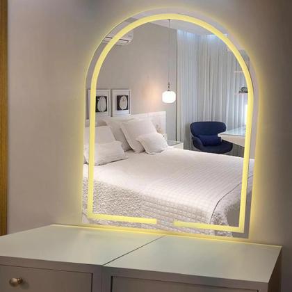 Espelho Oval Penteadeira 3 tons de Led, Jateado Botão Touch e Fonte ...