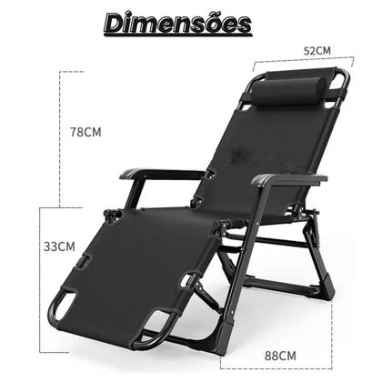 Espreguiçadeira Gravidade Zero Dobrável 7 Posições Reclinável Preta ...