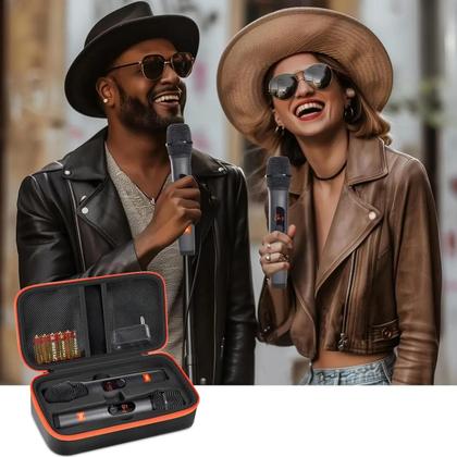 Estojo Para Microfone Sem Fio Duplo Para Sistema JBL Bolsa De Viagem Para Cantar Karaokê ...