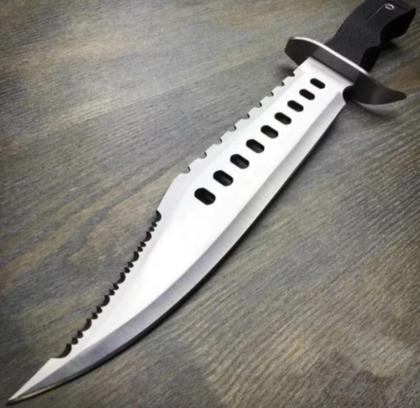 Facão Esportivo Militar Rambo 45cm Caça Aço Inox Com Bainha - BBLK ...