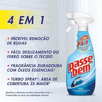 Facilitador Passar Roupa Passe Bem 4 Em 1 Borrifador 500Ml - Água de ...