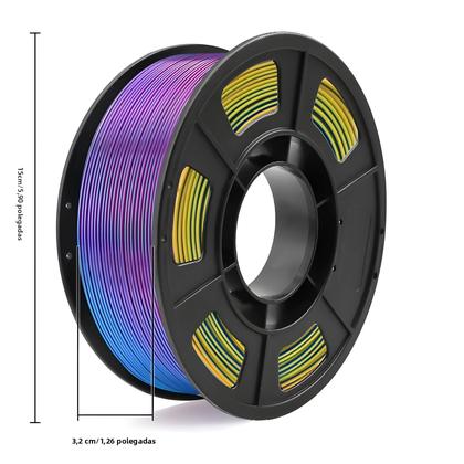Filamento De Impressora 3D PLA De Seda Tricolor Multicolorido 1.75mm ...
