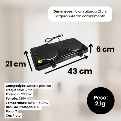 Fogão Fogareiro Elétrico Indução Duplo Portátil 220V Preto - STARTOOLS ...