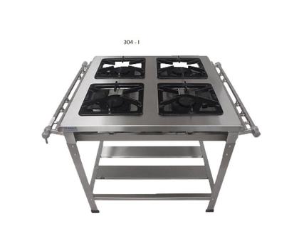 Fogão Industrial 4 bocas - Alta Pressão - 40x40 - Centro cozinha - INOX ...