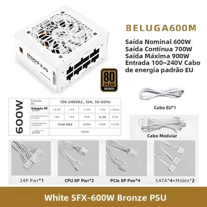Fonte De Alimentação SFX Totalmente Modular Branca 500W 600W 80Plus ...